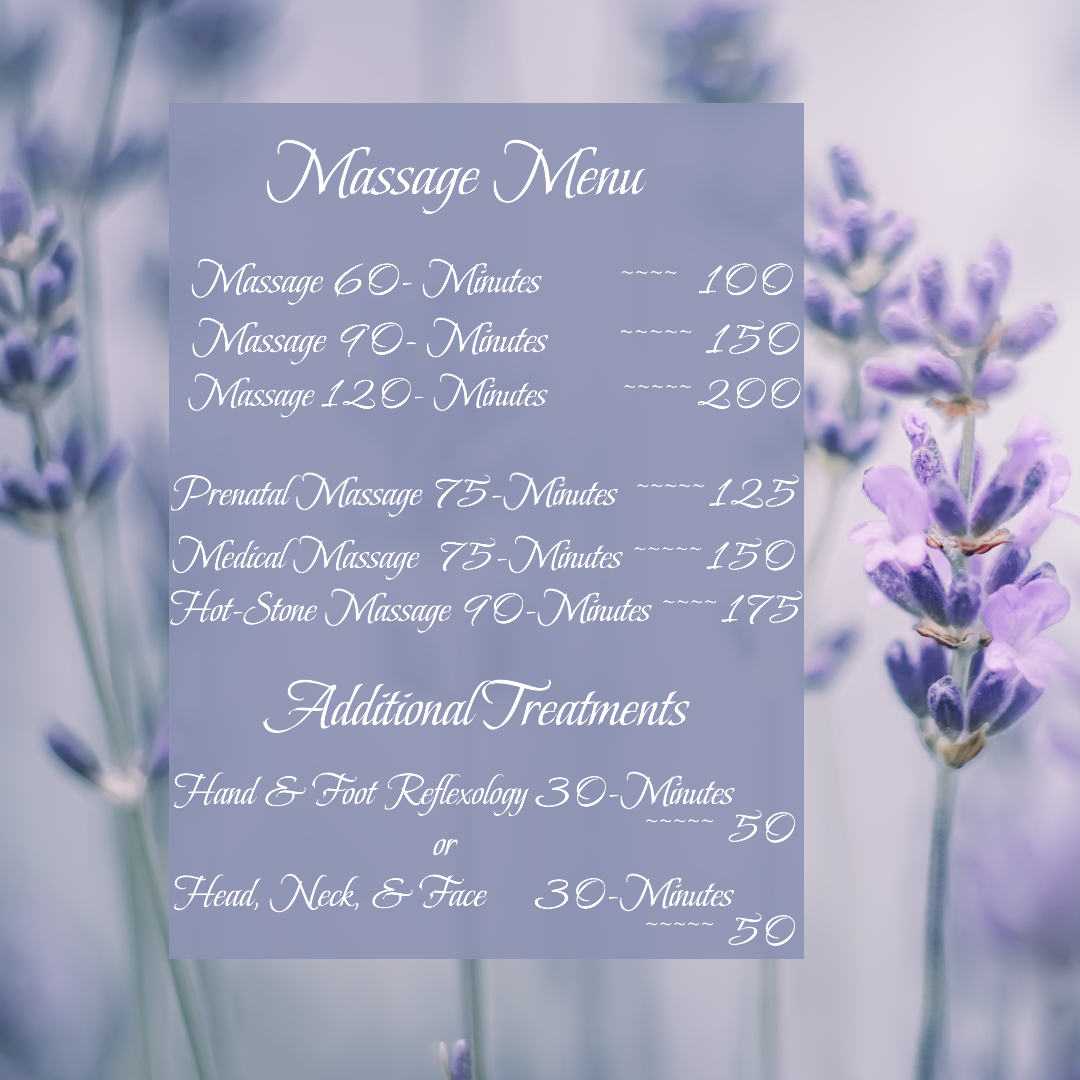 Massage Menu – Colleen E. Dumas, Licensed Massage Therapist